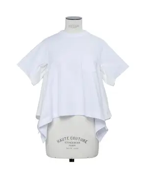 Sacai Lightweight Jersey T-shirt With Chest Pocket And Asymmetrical Hem - No