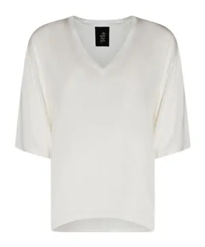 THOM KROM Relaxed V-neck Top With Short Sleeves - White