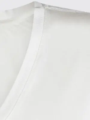 THOM KROM Relaxed V-neck Top With Short Sleeves - White