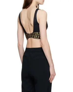 Versace Greca Printed Crossover Bikini Top