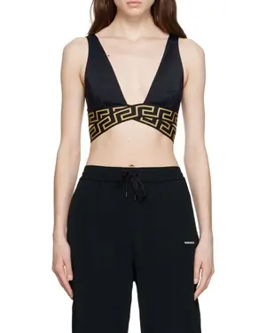 Versace Greca Printed Crossover Bikini Top