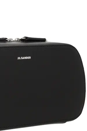 JIL SANDER Logo Printed Zip-up Shoulder Bag