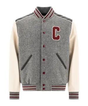 Celine Classic Teddy Jacket In Wool Tricotine - Gray/black/multicolor