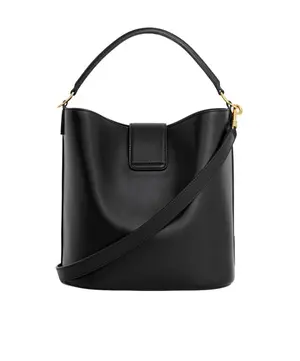 Celine Medium Bucket Bag In Smooth Calfskin With Triomphe Clasp - Black
