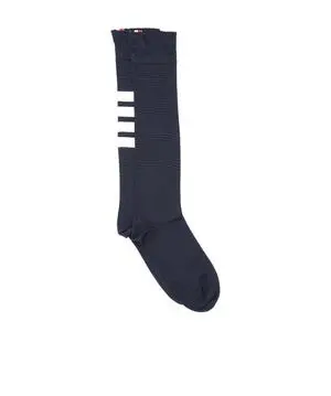 Thom Browne Four-stripe Calf Length Socks - Black