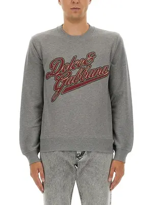 Dolce & Gabbana Logo Embroidered Sweatshirt - Mixed Ash