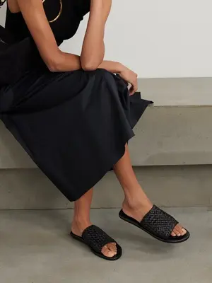 ST. AGNI Woven Leather Slides