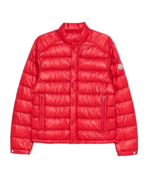 Moncler Quilted Button-up Short Padded Jacket - Red