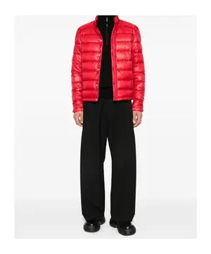 Moncler Quilted Button-up Short Padded Jacket - Red