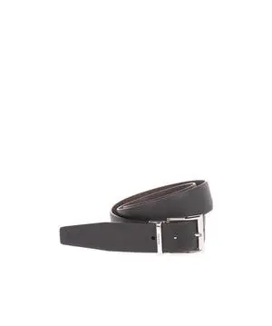 Prada Reversible Buckle Belt - Black/ochre Brown