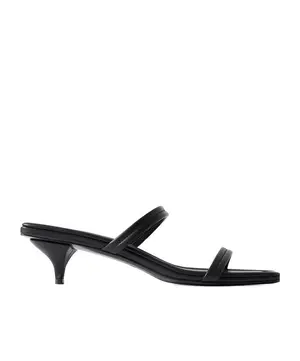 ST. AGNI Leather Kitten Heel Sandals - Black