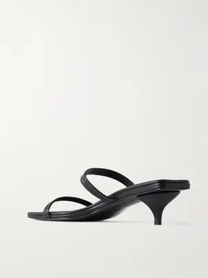 ST. AGNI Leather Kitten Heel Sandals - Black