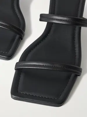 ST. AGNI Leather Kitten Heel Sandals - Black