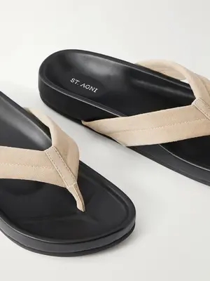 ST. AGNI Suede Platform Flip-flops