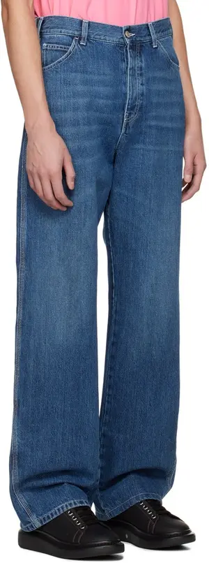 Alexander McQueen Logo Patch Wide Leg Jeans