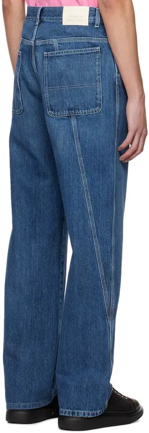 Alexander McQueen Logo Patch Wide Leg Jeans