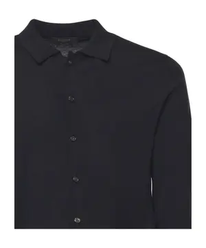 ZANONE Button-up Knit Shirt - Black