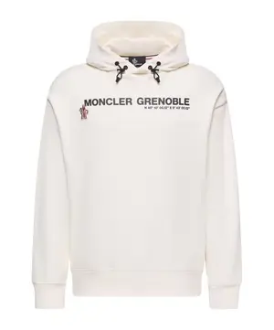 Moncler Long Sleeve Hoodie With Logo Print - White