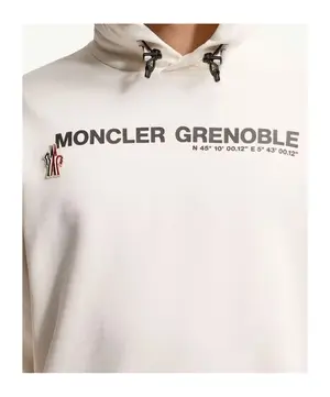 Moncler Long Sleeve Hoodie With Logo Print - White