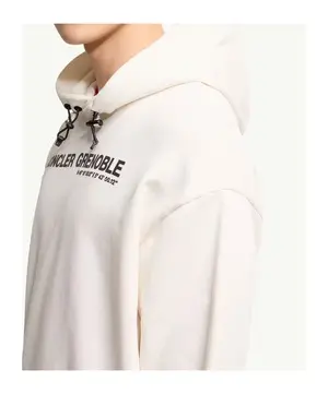 Moncler Long Sleeve Hoodie With Logo Print - White
