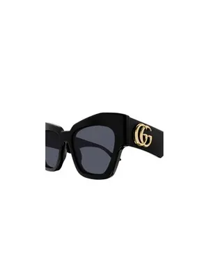 Gucci Geometric Logo-detail Cat-eye Sunglasses - Black