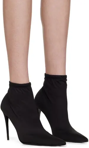 Dolce & Gabbana Logo Plaque Pointed-toe Ankle Boots - Black