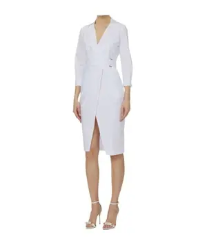 Elisabetta Franchi Wraparound Midi Dress With Embellished Cuffs