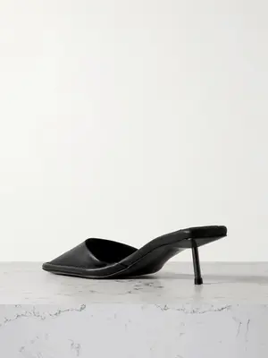 ST. AGNI Leather Square Toe Mules