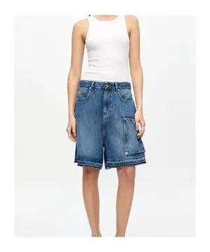 GANNI Light Wash Denim Cargo Shorts
