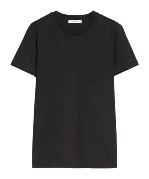 Max Mara Papaia Embroidered Logo Crewneck T-shirt - Black