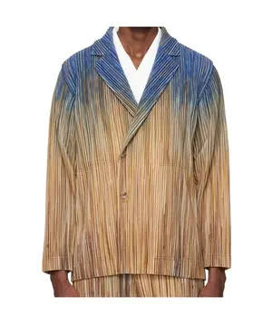 Issey Miyake Homme Plissé Pleated Double-breasted Blazer
