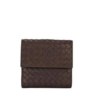 Bottega Veneta Weave Detail Short Purse - Brown