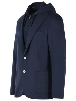 Eleventy Drawstring Hooded Single-breasted Jacket - Black