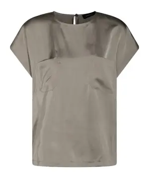 Fabiana Filippi Crewneck Satin Top With Pocket Detail