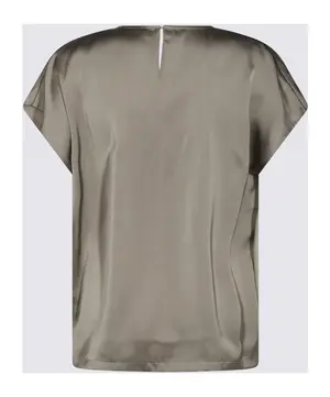 Fabiana Filippi Crewneck Satin Top With Pocket Detail