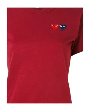 Play Comme Des Garcon Comme Des Garçons Play Double Heart Crewneck T-shirt - Red