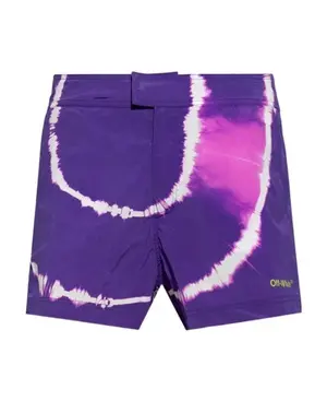 Off-White Tie-dye Printed Swimming Shorts - Blue