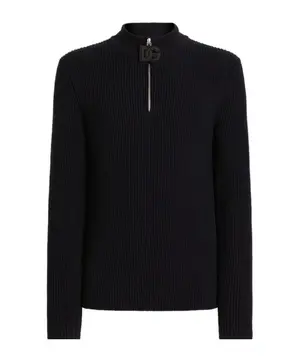 Dolce & Gabbana Ribbed Zip-up Roll Neck Pullover