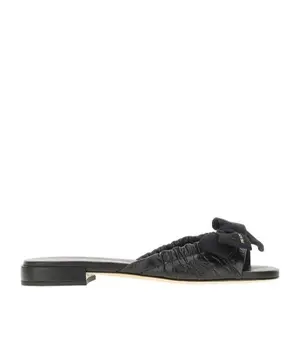Prada Bow Detail Flat Sandals - Black