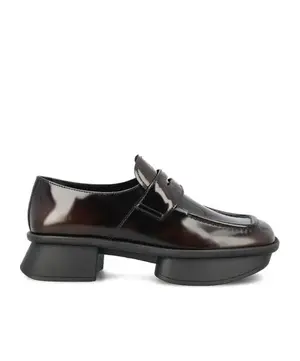 Prada Block Heel Loafers - Reddish Brown