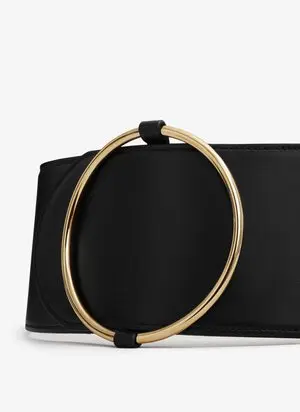Alaïa Wide Belt With Gold Tone Loop Buckle - Black