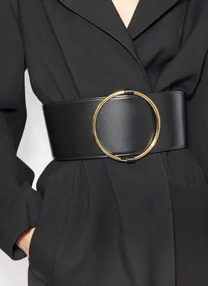 Alaïa Wide Belt With Gold Tone Loop Buckle - Black