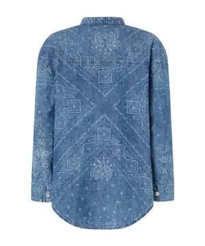 Pinko Bandana Print Long-sleeve Denim Top