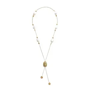 Bottega Veneta Gold Vermeil Necklace With Freshwater Pearls And Zirconias