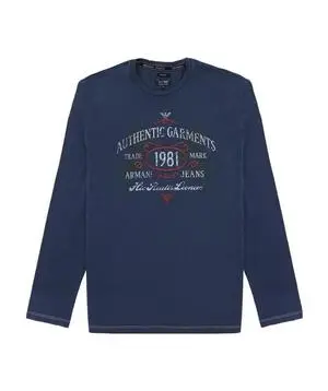 Emporio Armani T-shirt With Round Neck And Long Sleeves - Blue