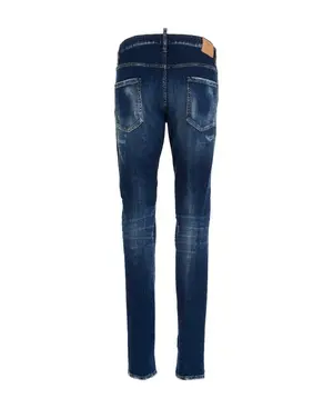 Dsquared2 Distressed Straight Leg Jeans - Blue