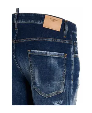 Dsquared2 Distressed Straight Leg Jeans - Blue