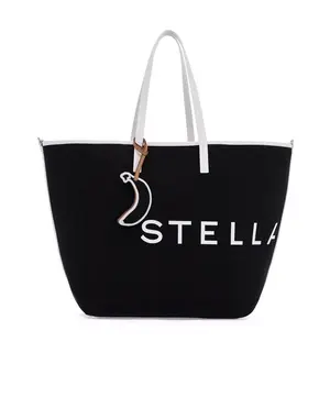 Stella McCartney Logo Print Contrast Trim Tote Bag - Black