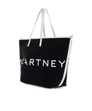 Stella McCartney Logo Print Contrast Trim Tote Bag - Black