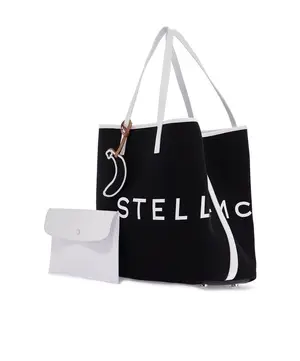 Stella McCartney Logo Print Contrast Trim Tote Bag - Black